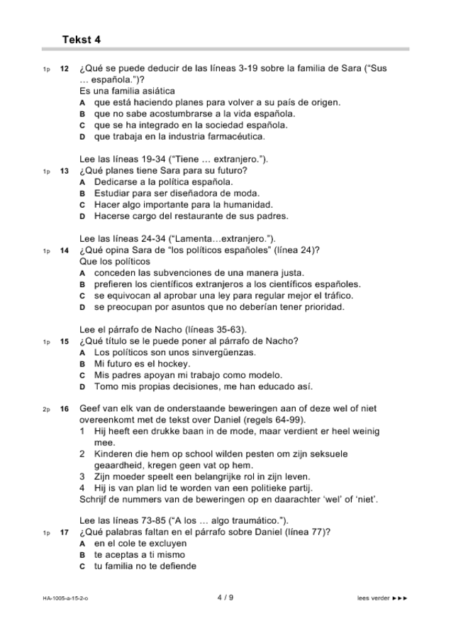 Spaans eindexamens Hoger Algemeen Voortgezet Onderwijs (Opgaven ...