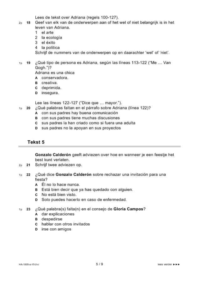 Spaans eindexamens Hoger Algemeen Voortgezet Onderwijs (Opgaven ...