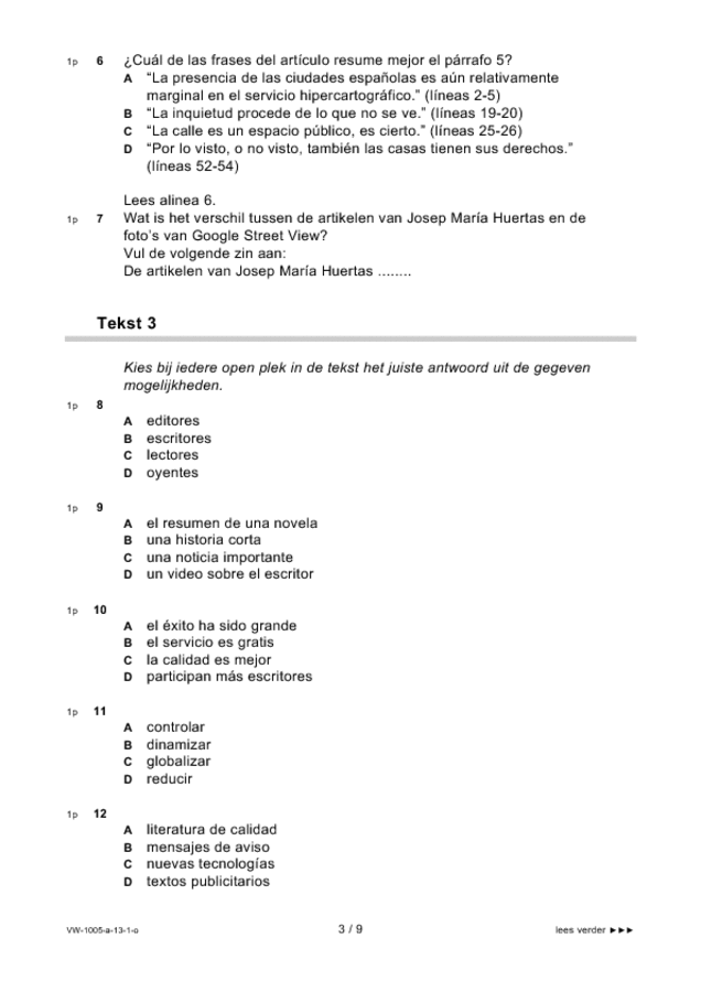 Spaans eindexamens Voorbereidend Wetenschappelijk Onderwijs (Opgaven ...