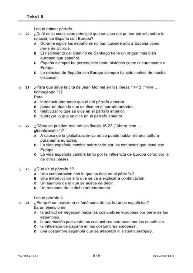 Spaans eindexamens Voorbereidend Wetenschappelijk Onderwijs (Opgaven ...