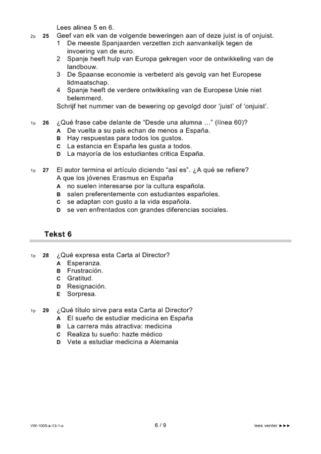 Spaans eindexamens Voorbereidend Wetenschappelijk Onderwijs (Opgaven ...