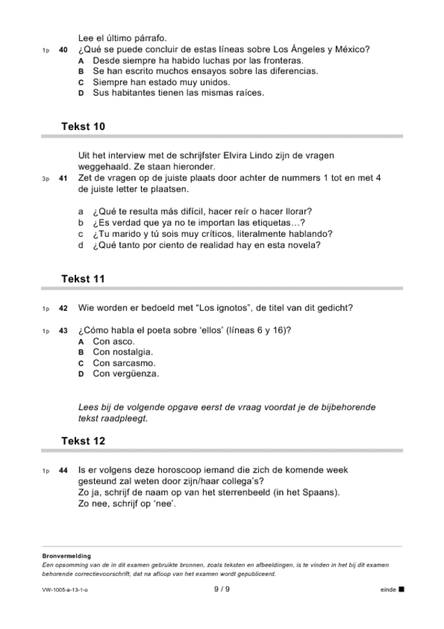 Spaans eindexamens Voorbereidend Wetenschappelijk Onderwijs (Opgaven ...